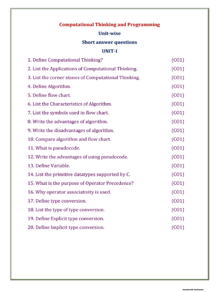 Computational Thinking and Programming (1) (1) | PDF