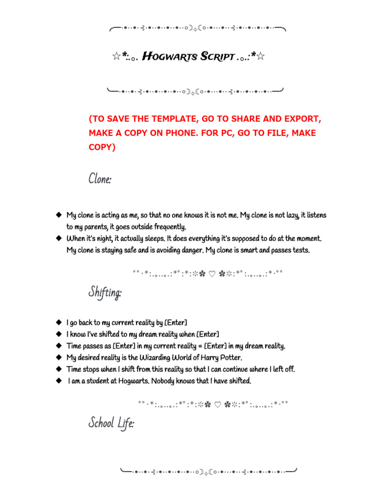 Hogwarts Script Template ? | PDF