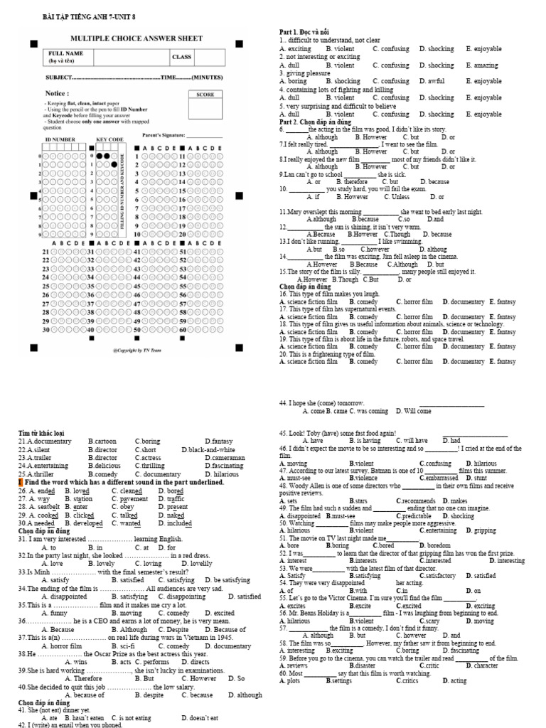 Unit 8 Test in | PDF