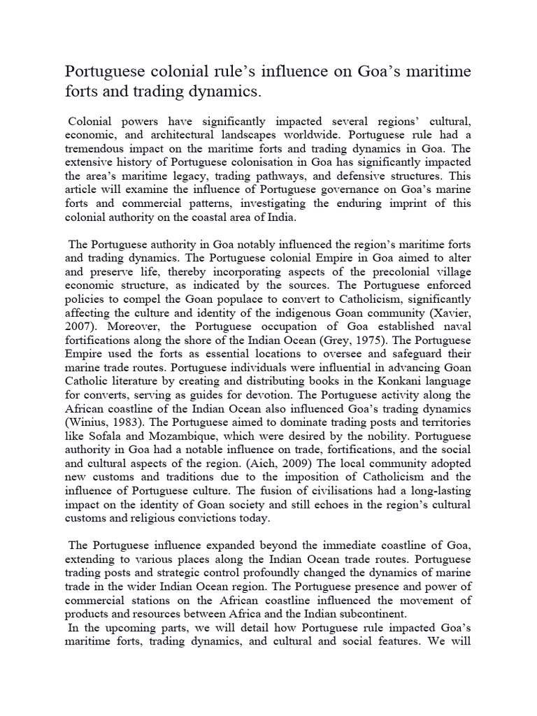 Portuguese Impact on Goa's Maritime Forts | PDF | Colonialism | Trade