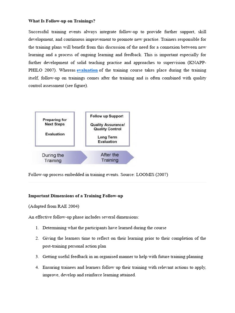 Training Follow Up | PDF | Learning | Evaluation