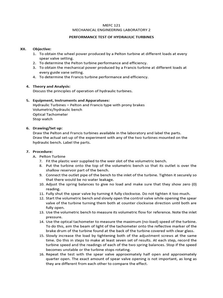 Me Lab 2 Experiment 3 Pdf Turbine Valve