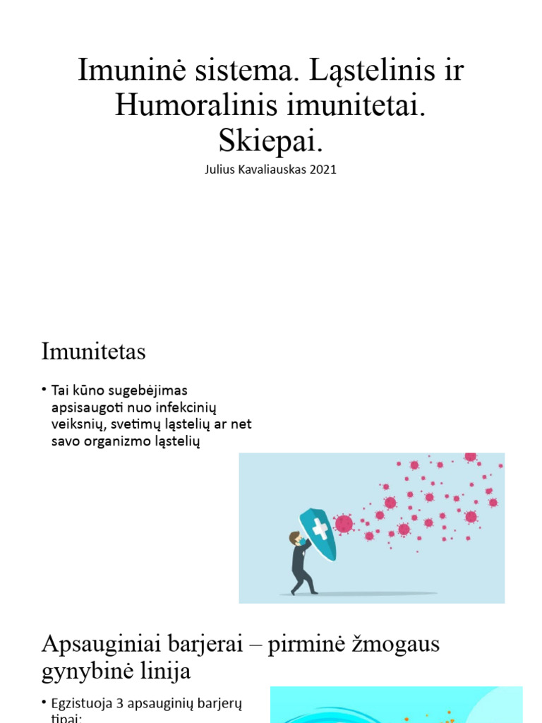 Imuninė Sistema Imunitetas Jo Tipai. Vakcinos Ir Skiepai | PDF