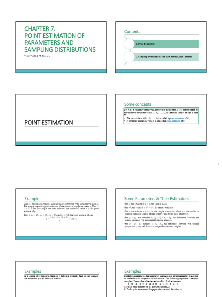 Chapter7 - Point Estimation of Parameters and Sampling Distributions | PDF