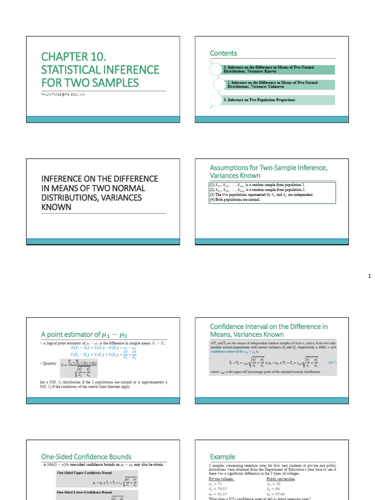 Chapter10 - Statistical Inference For 2 Samples | PDF | Science & Mathematics