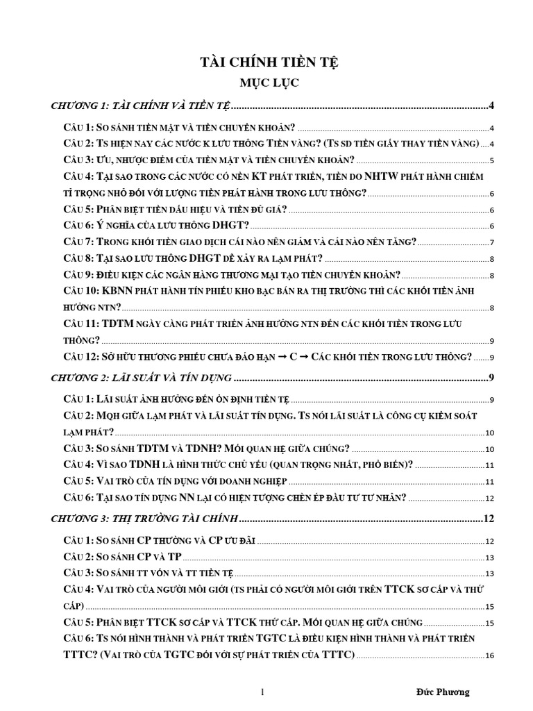 ĐỀ CƯƠNG TCTT | PDF
