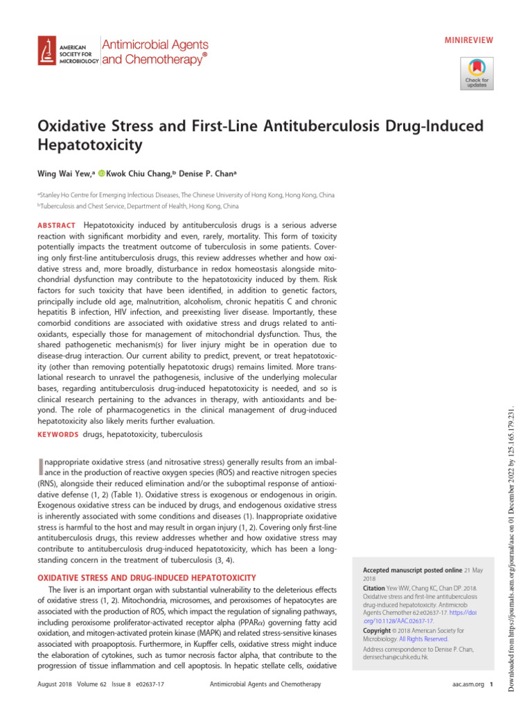 Oxidative Stress and First-Line Antituberculosis Drug-Induced ...