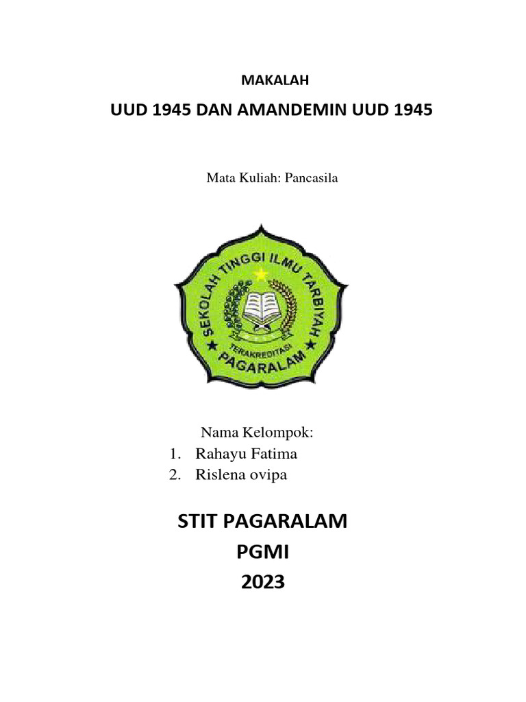 Fatima Makalah Uud Dan Amandemen Uud 1945 Pdf Politik 