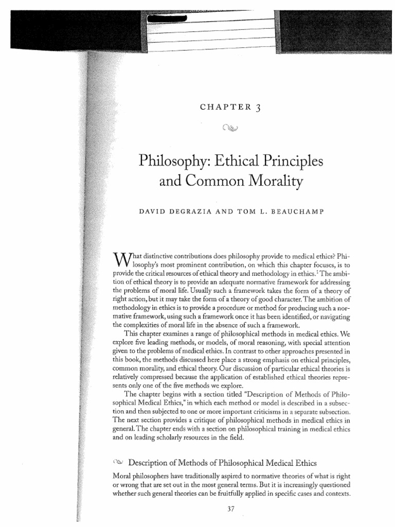 OPTIONAL Beauchamp and DeGrazia Methods Ch.3 Philosophy Ethical ...