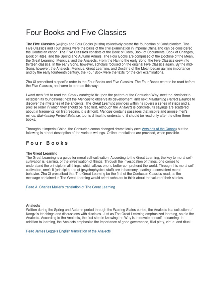 Overview of Confucian Classics | PDF | Analects | Confucius