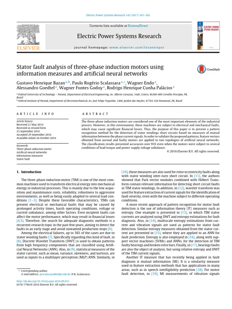Stator Fault Analysis Of Three Phase Induction Motors Usinginformation