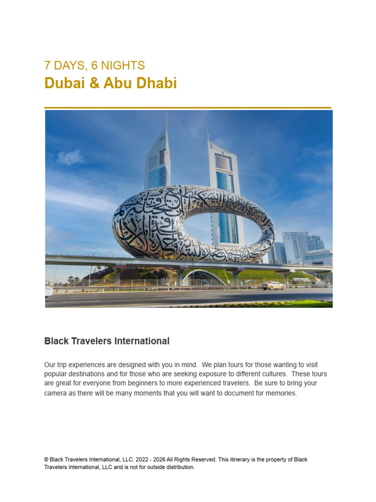 Dubai Abu Dhabi Itinerary | PDF