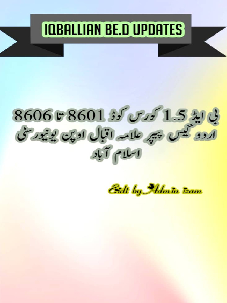 8601 To 8606 Guess Paper Pdf