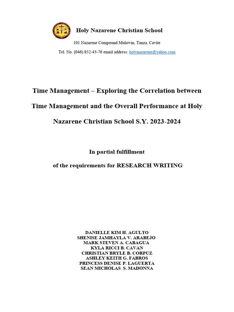 Time Management - Exploring The Correlation Between Time Management and ...