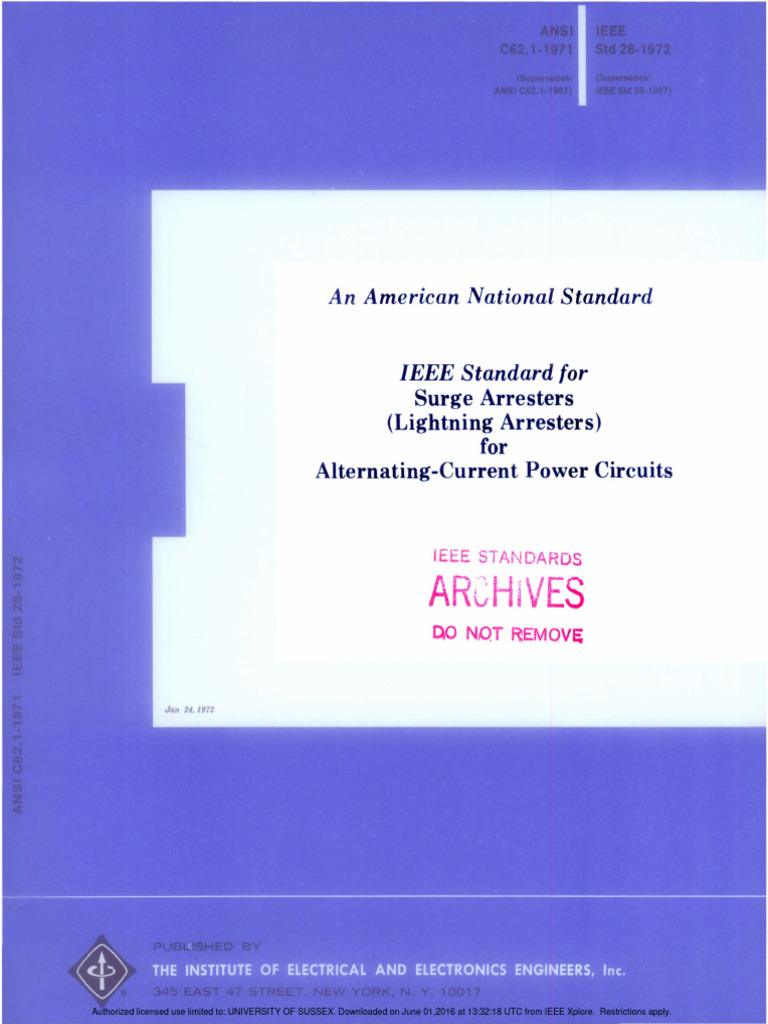 Ieee Standard for Surge Arresters Lightning Arresters for Altern | PDF