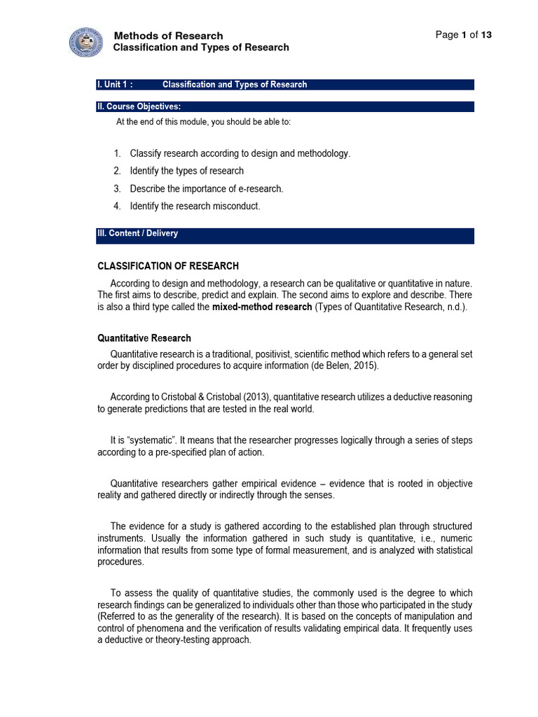Unit 2 Types of Research | PDF
