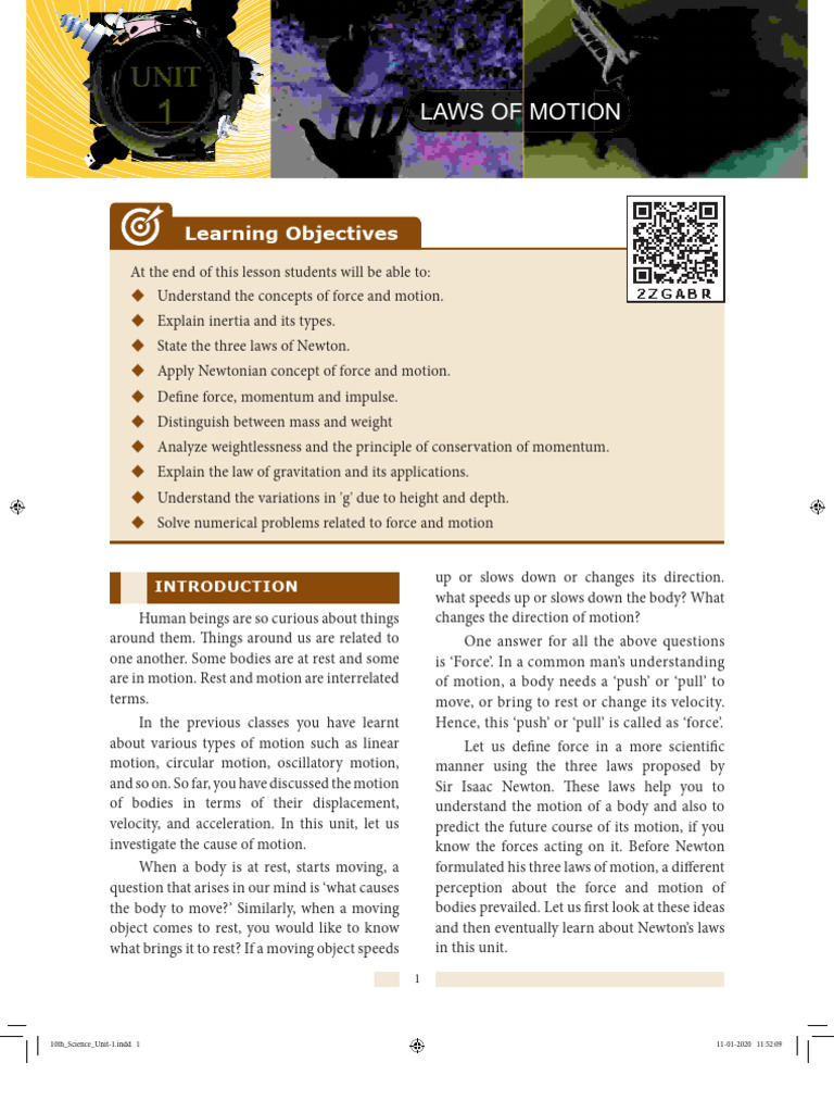 Laws of Motion 10th Sci | PDF | Force | Torque