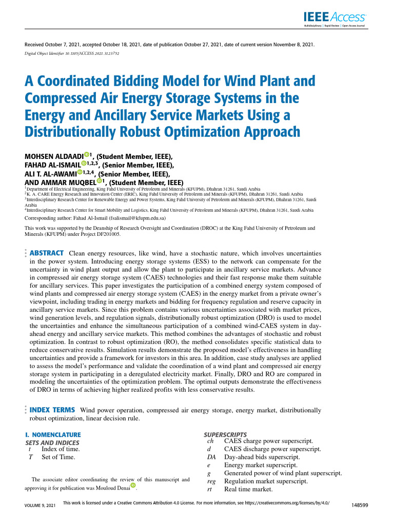 A Coordinated Bidding Model For Wind Plant and Compressed Air Energy ...