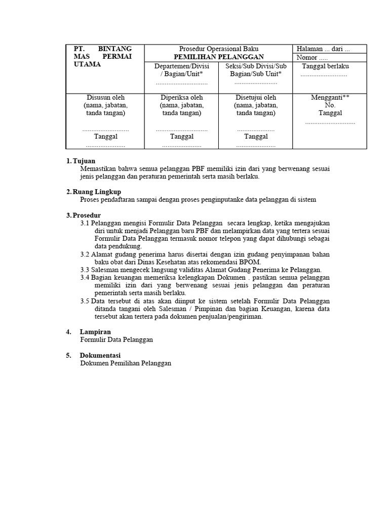 SOP Kualifikasi Pelanggan Di PBF | PDF