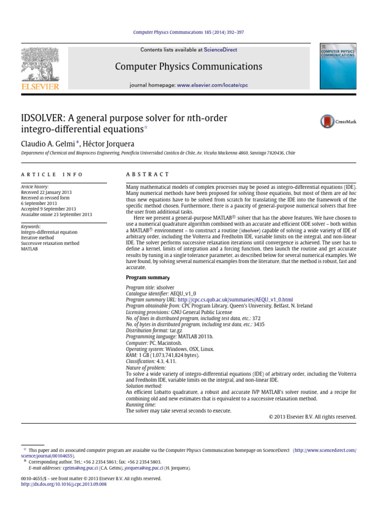 Idsolver A General Purpose Solver For N TH Order Integro Differential Equations Compress | PDF ...