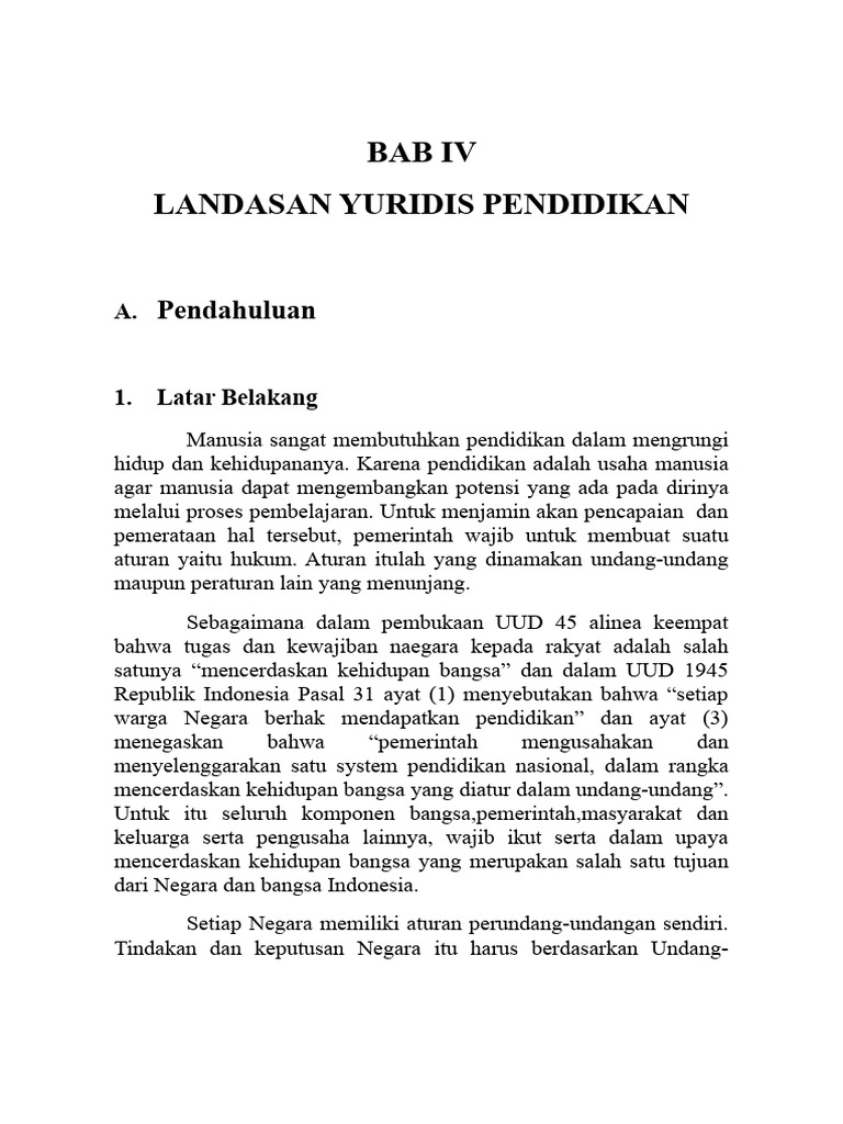 Landasan Hukum Pendidikan di Indonesia | PDF
