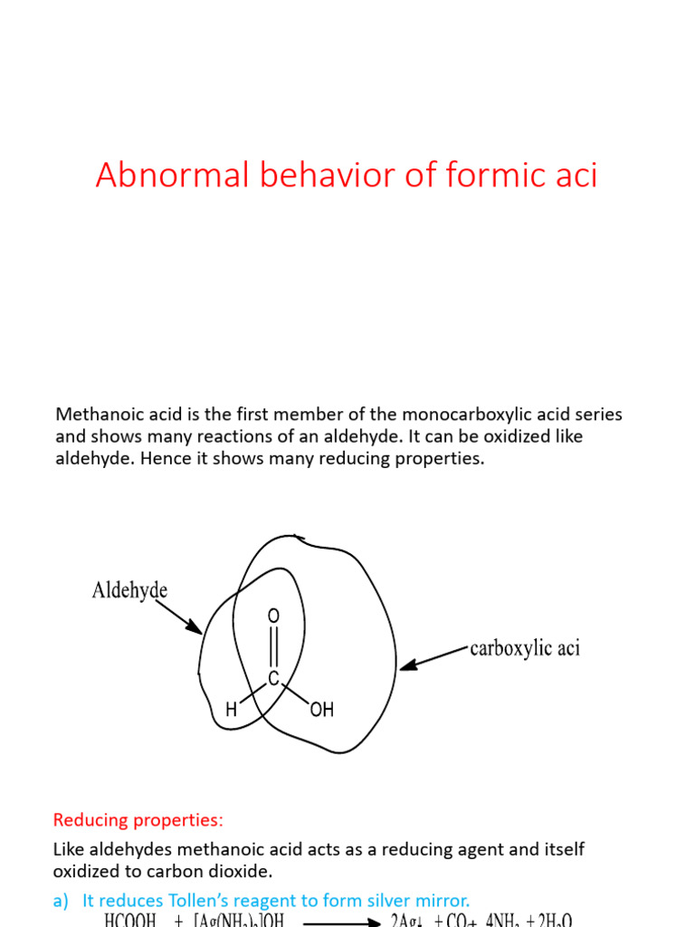 Abnormal Behaviour of Formic (Methanoic) Acid | PDF