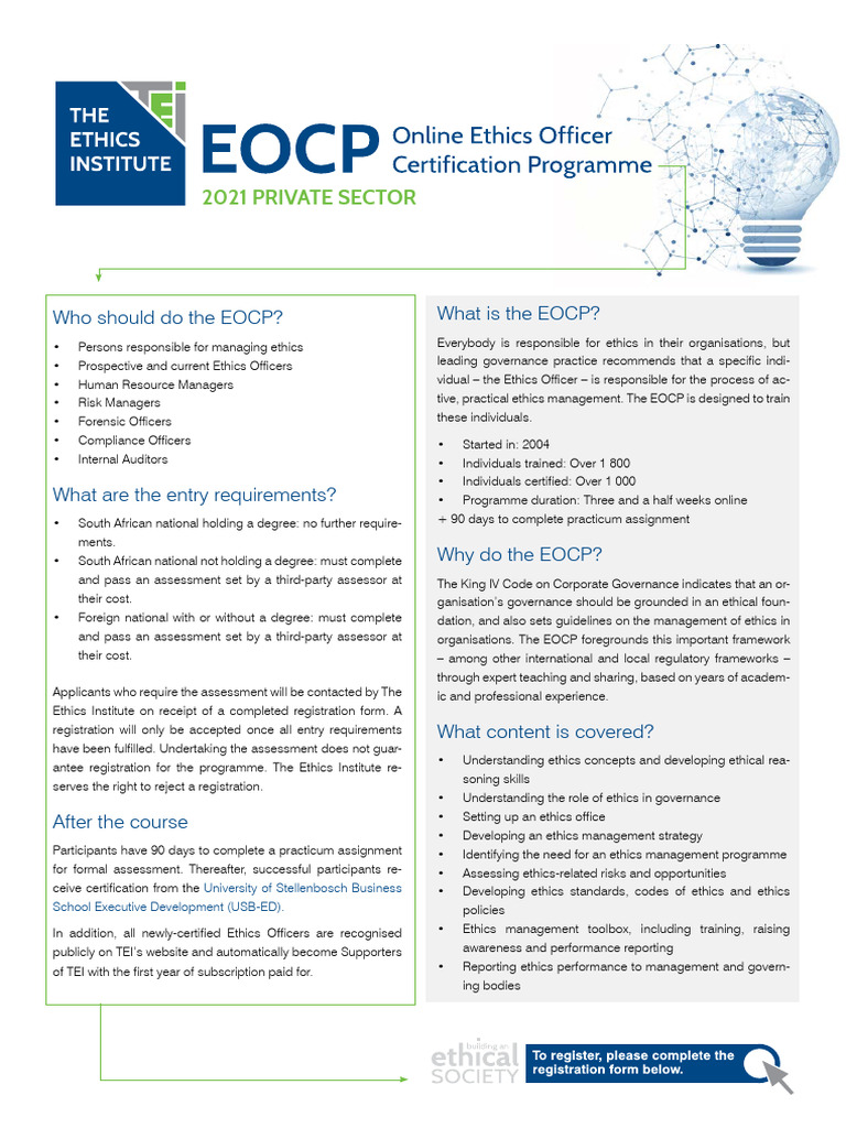 Ethics Officer Certification Program Overview | PDF | Governance | Business