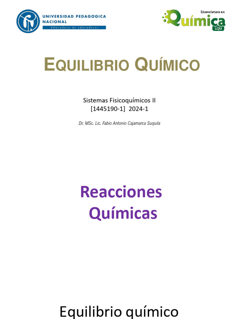 1-Equilibrio Químico | Descargar gratis PDF | Equilibrio químico | Gases