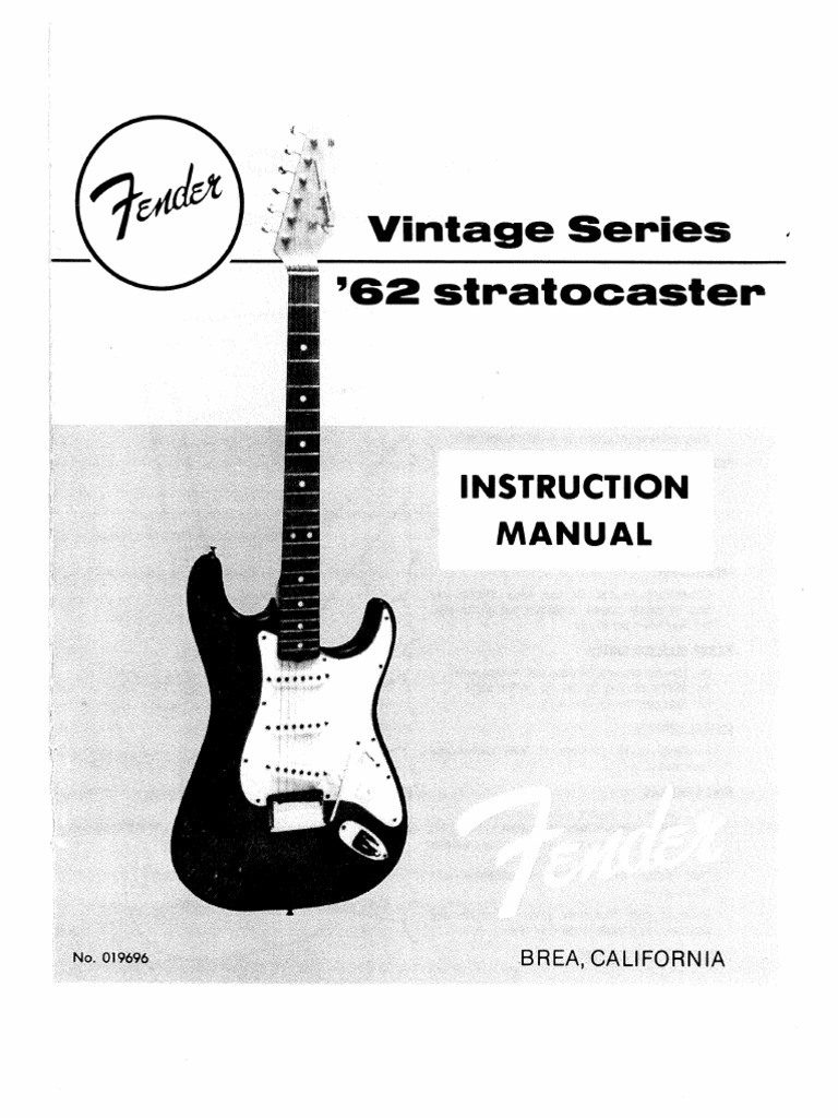 Fender Re-Issue 62 Stratocaster Owners Manual | PDF Fender Re-Issue 62 Stratocaster Owners Manual | PDF