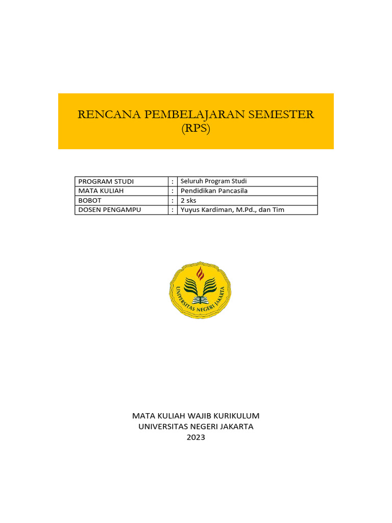 RPS Revisi 2023 Pancasila 2 Sks | PDF | Sains & Matematika