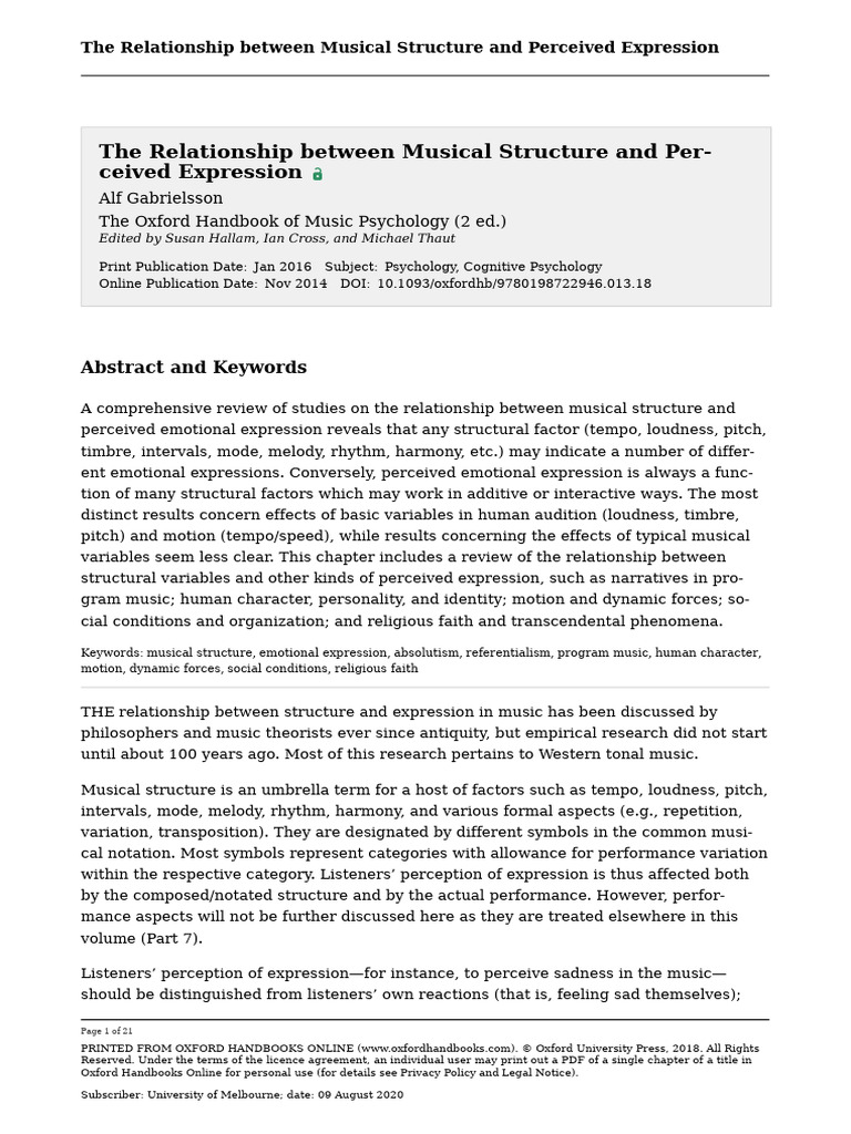 Musical Structure and Emotional Expression | PDF