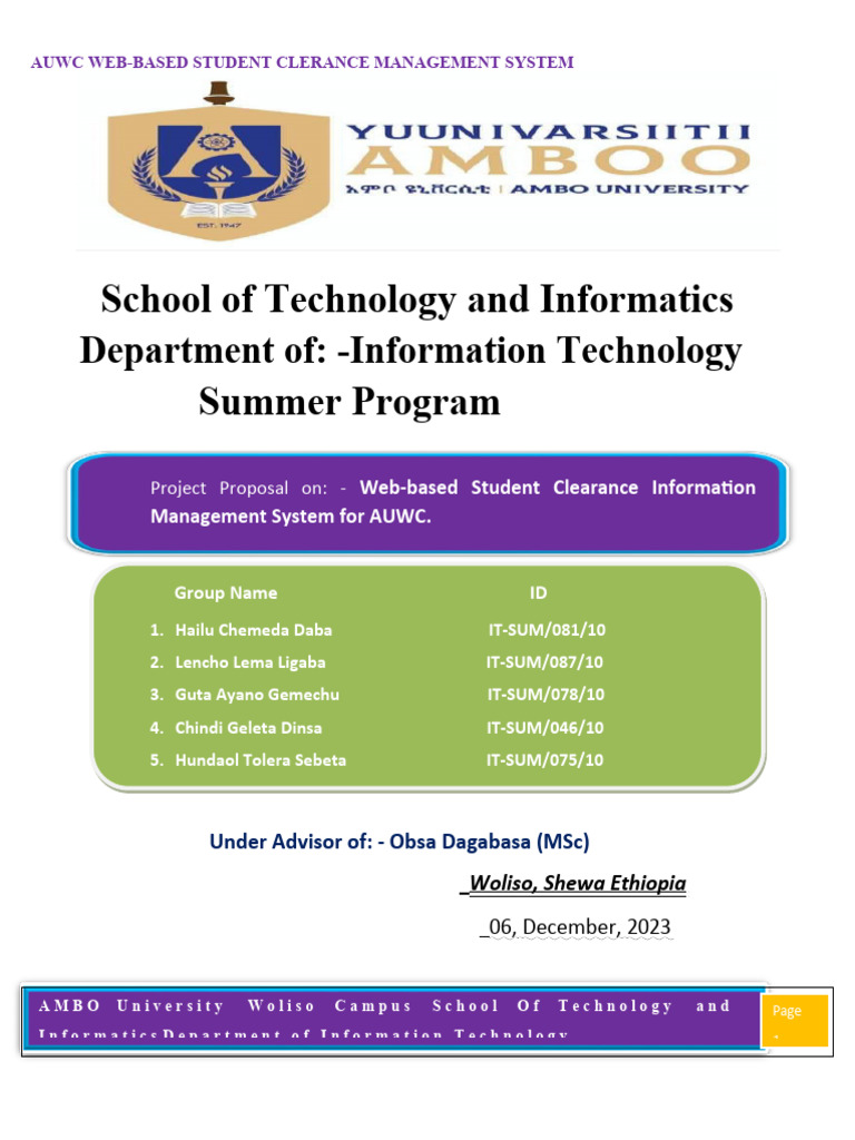 AUWC Student Clearance System Proposal | PDF