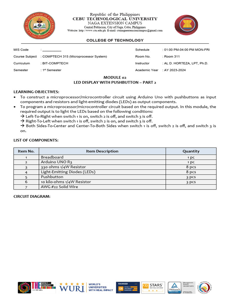 COMPTECH 315 BIT III B Module 02 LED DISPLAY WITH PUSHBUTTON Part 2 | PDF