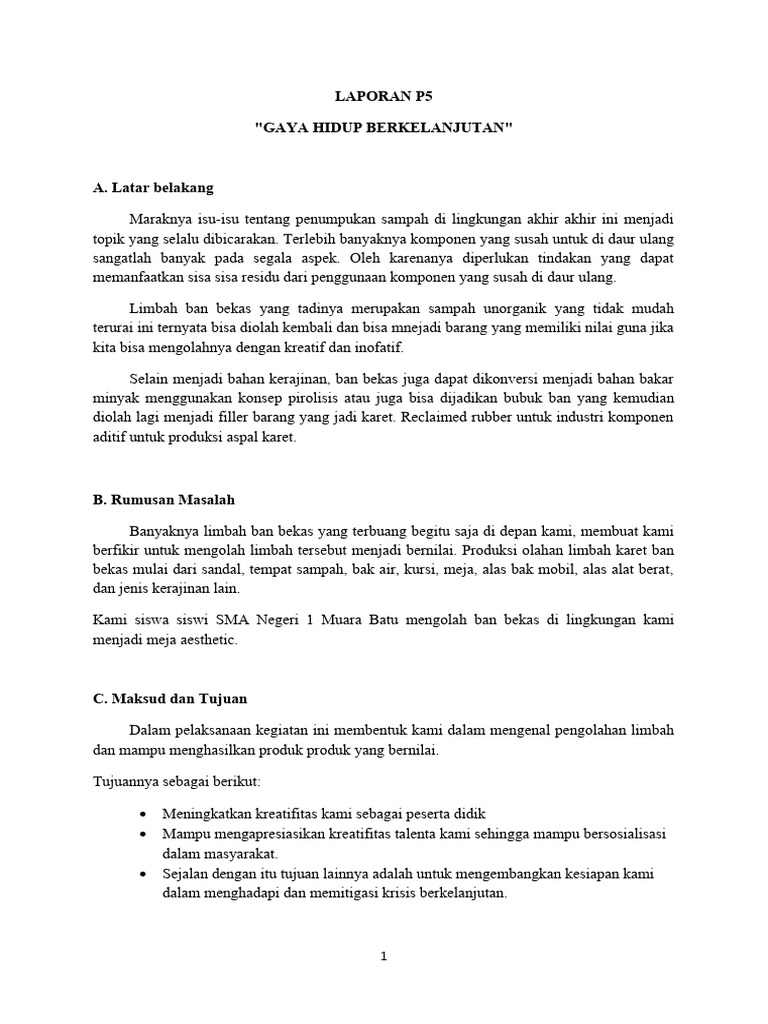 Contoh Laporan P5 | PDF | Seni