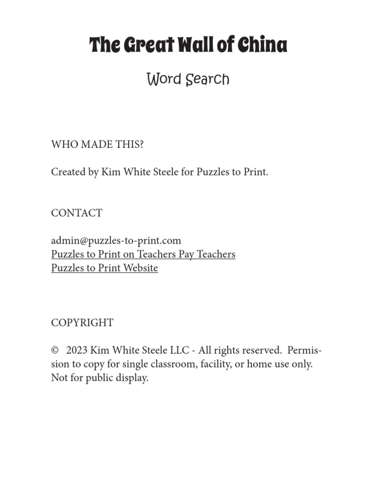 the-great-wall-of-china-word-search | PDF