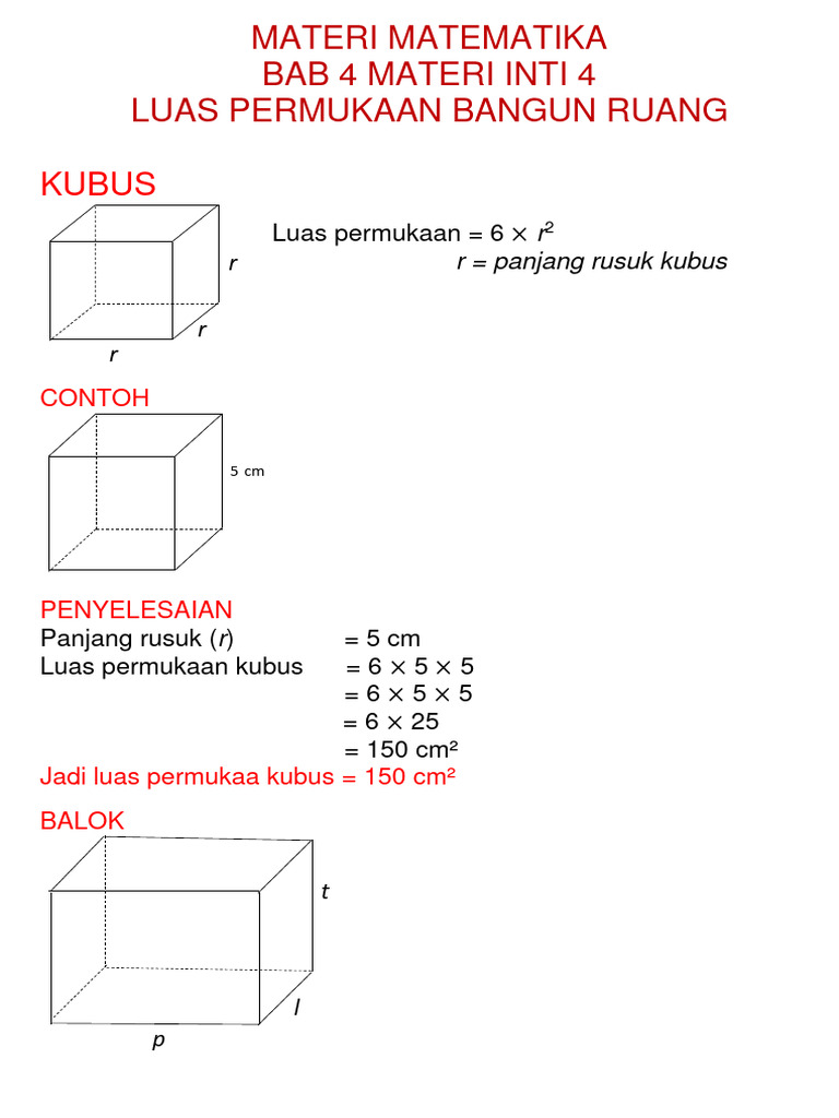 Materi Matematika Bab 4 Materi Inti 4 (Luas Permukaan Bangun Ruang) | PDF | Metode & Bahan Ajar ...