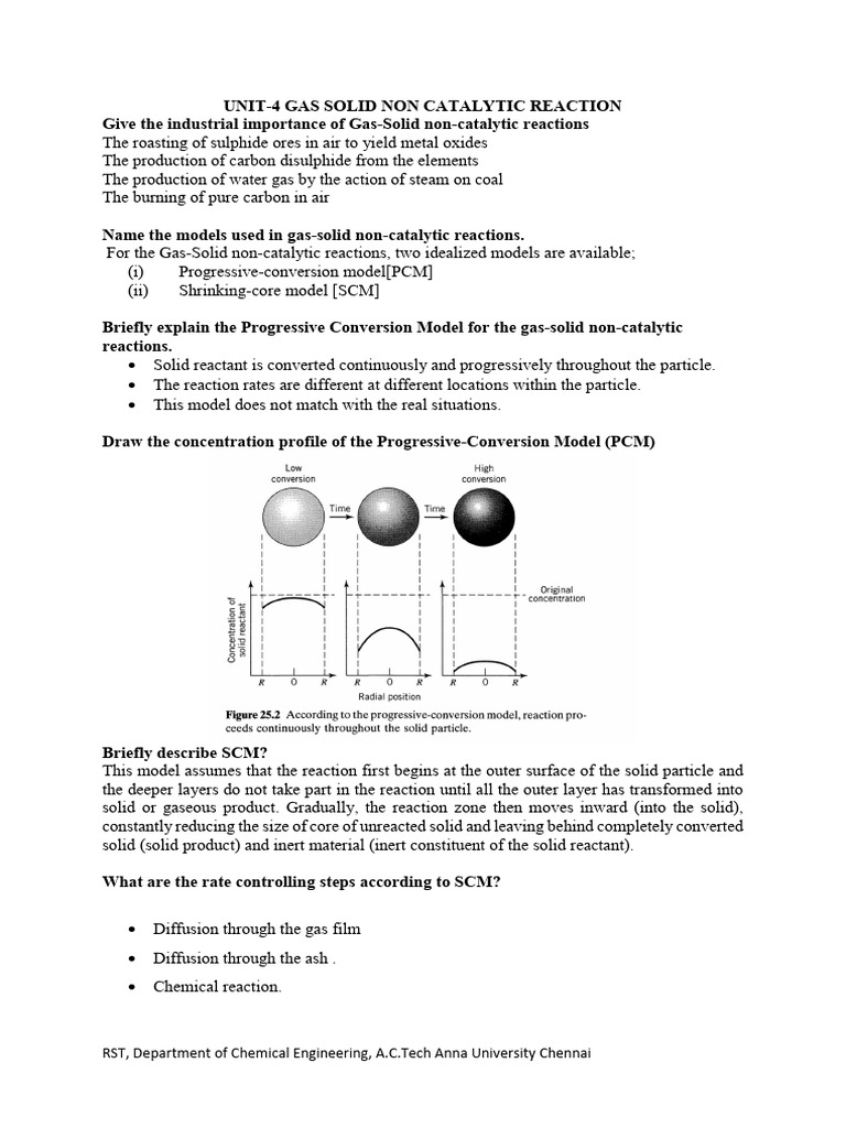 Progressive Conversion Model in Gas-Solid Reactions | PDF | Chemical ...