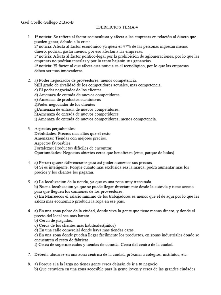 ECONOMÍA EJ. Tema 4 | PDF