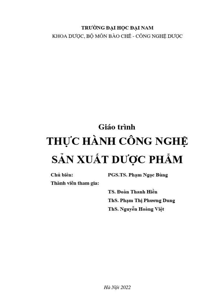Giáo Trình TH C Hành CNSXDP 2022 | PDF