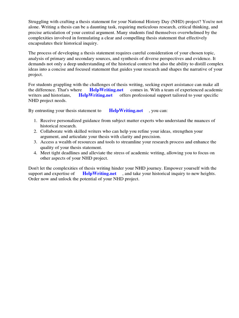 NHD Thesis Statement Worksheet | PDF