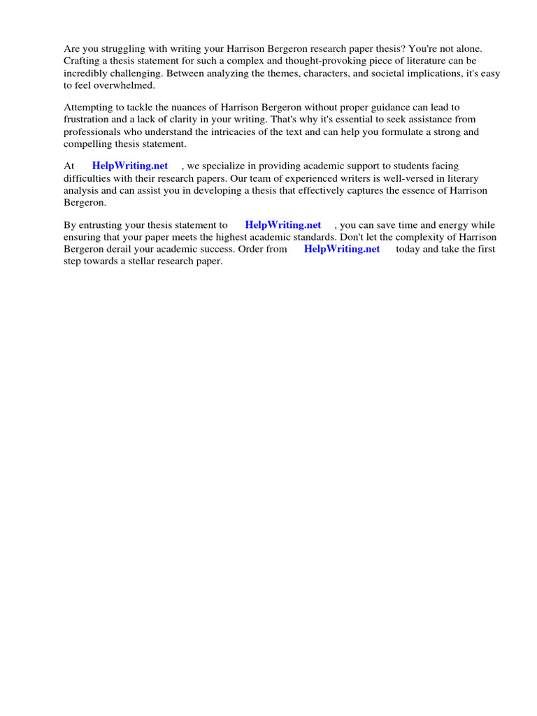 Crafting a Thesis for Harrison Bergeron | PDF