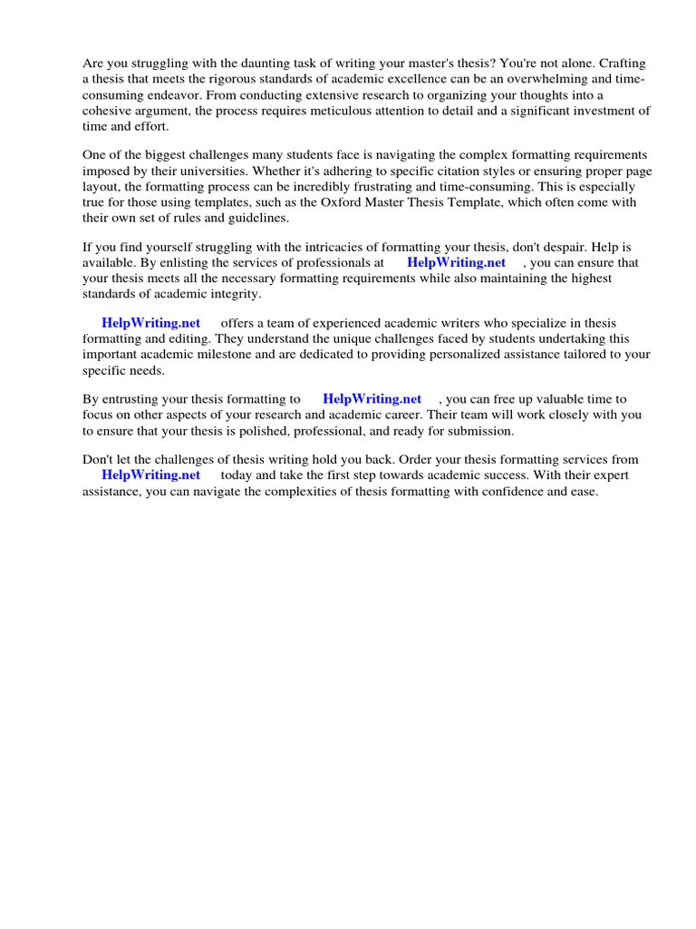 Oxford Master Thesis Template | PDF