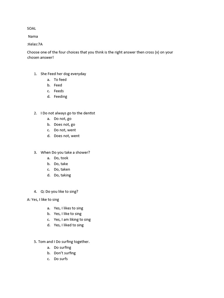 English Grammar Multiple Choice Quiz | PDF