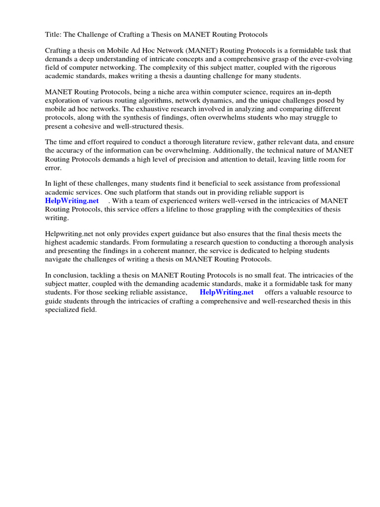 Thesis On Manet Routing Protocols Pdf Wireless Ad Hoc Network Routing
