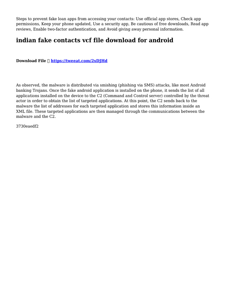 Indian Fake Contacts VCF File Download For Android | PDF