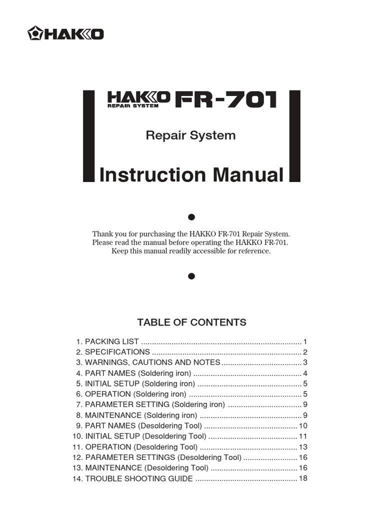 Fr-701 Manual (En) | PDF