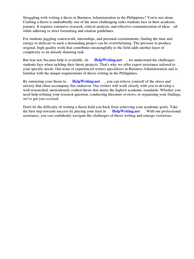 Example of Thesis in Business Administration in Philippines | PDF ...