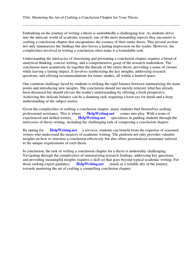 How to Write a Conclusion Chapter of a Thesis | PDF