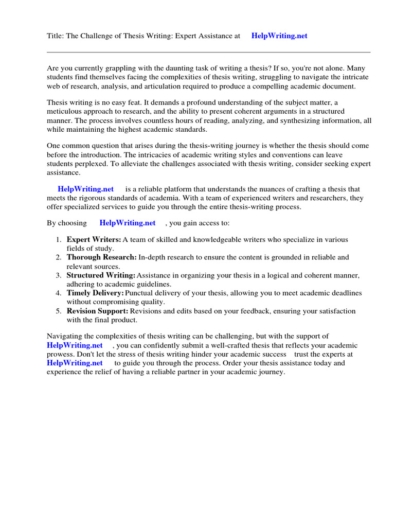 Does Thesis Go Before Introduction | PDF | Essays | Thesis