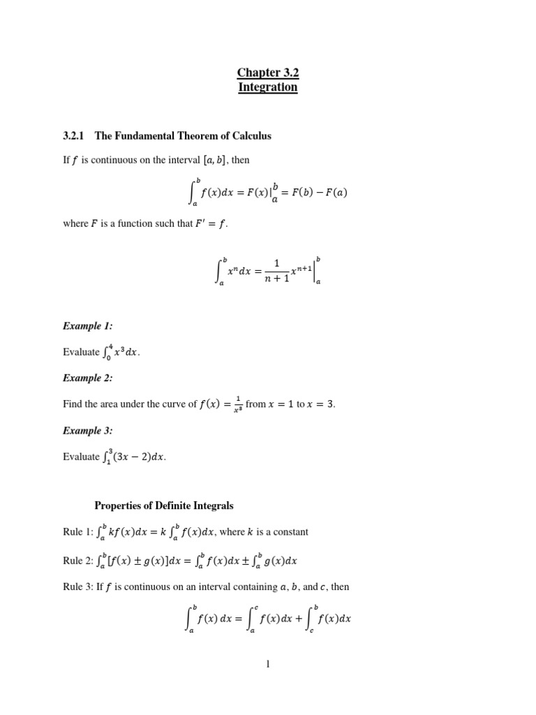 Chapter 3 2 Integration Pdf Integral Mathematical Relations